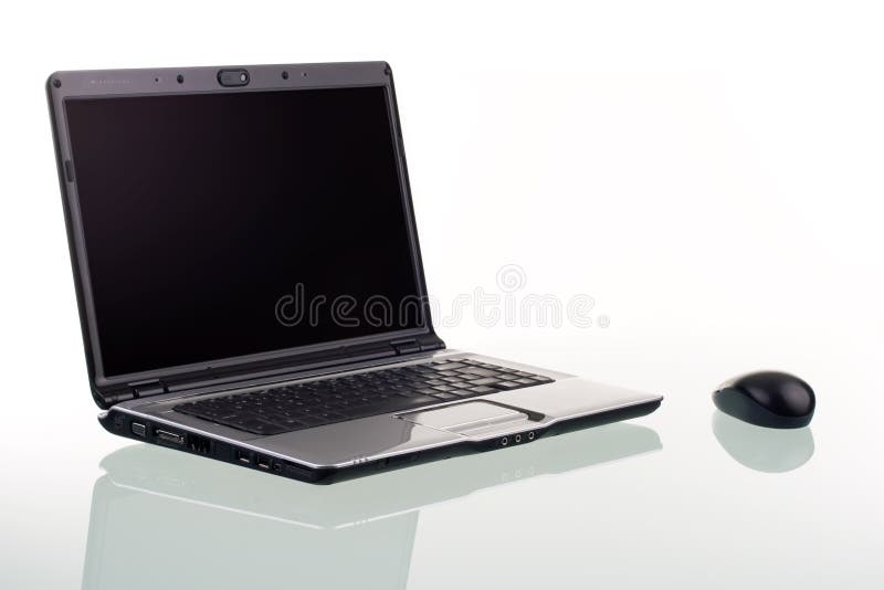 Thin laptop on office desk stock image. Image of design - 17842293