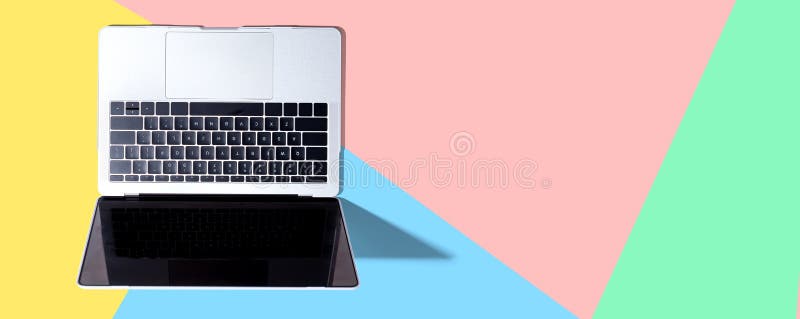 Laptop computer from above stock photo. Image of table - 176203498