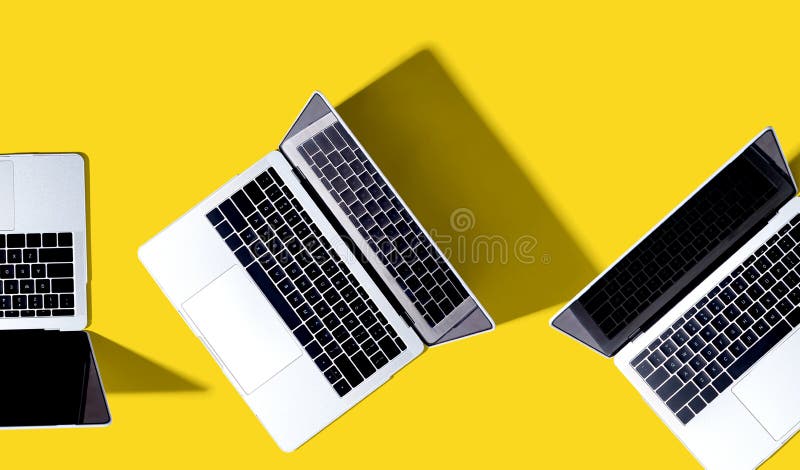 Laptop computer from above stock photo. Image of collection - 180736188