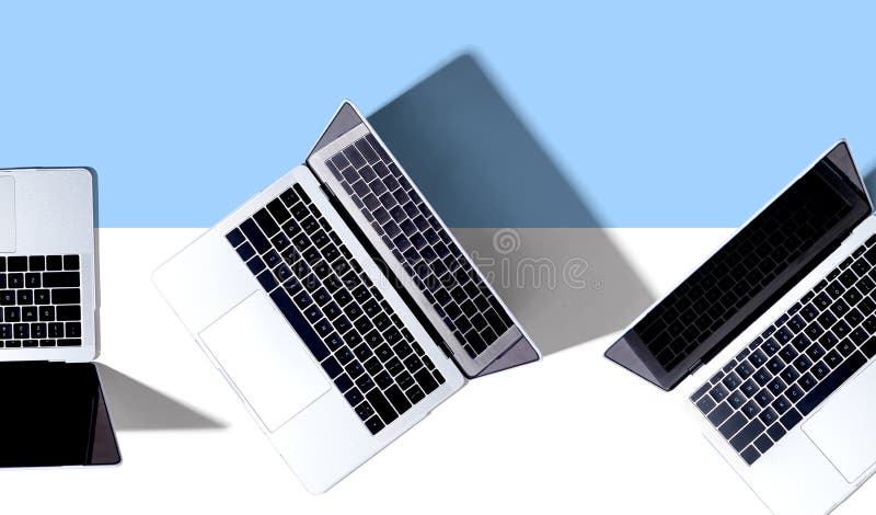 Laptop computer from above stock photo. Image of business - 177066910