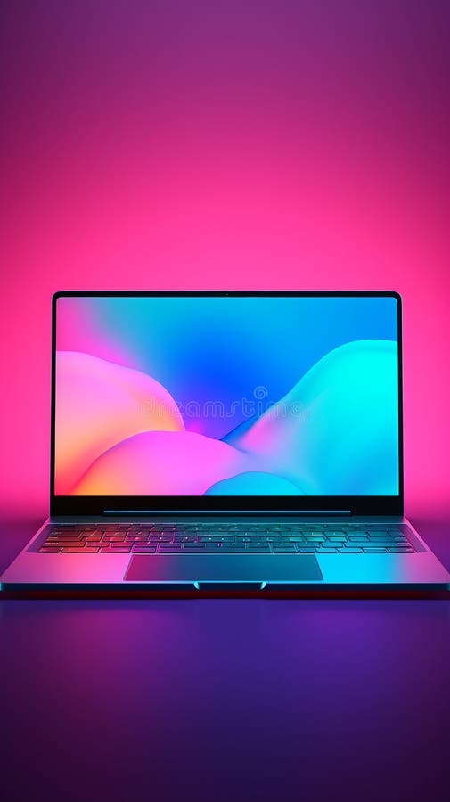 Laptop Computer with Abstract Colorful Background. Stock Illustration ...