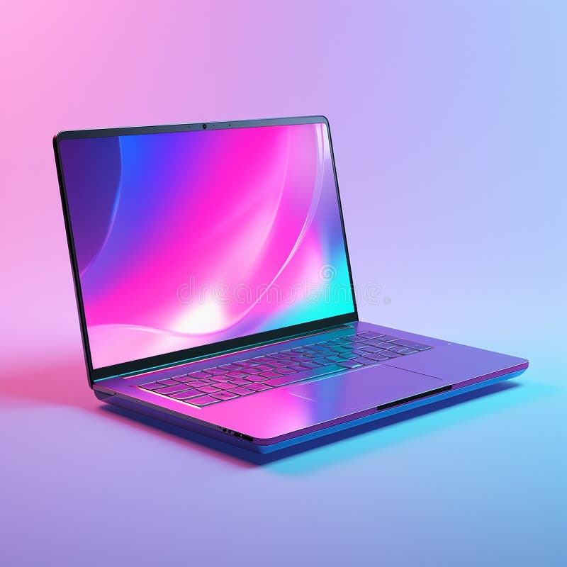 Laptop Computer with Abstract Colorful Background. Stock Illustration ...