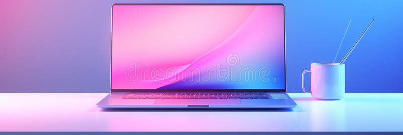 Laptop Computer with Abstract Colorful Background. Stock Illustration ...
