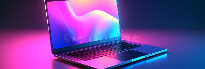 Laptop Computer with Abstract Colorful Background. Stock Illustration ...