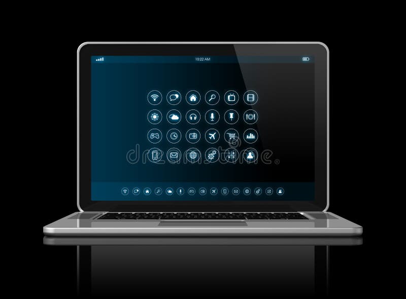 Laptop Computer - Apps Icons Interface Stock Illustration ...