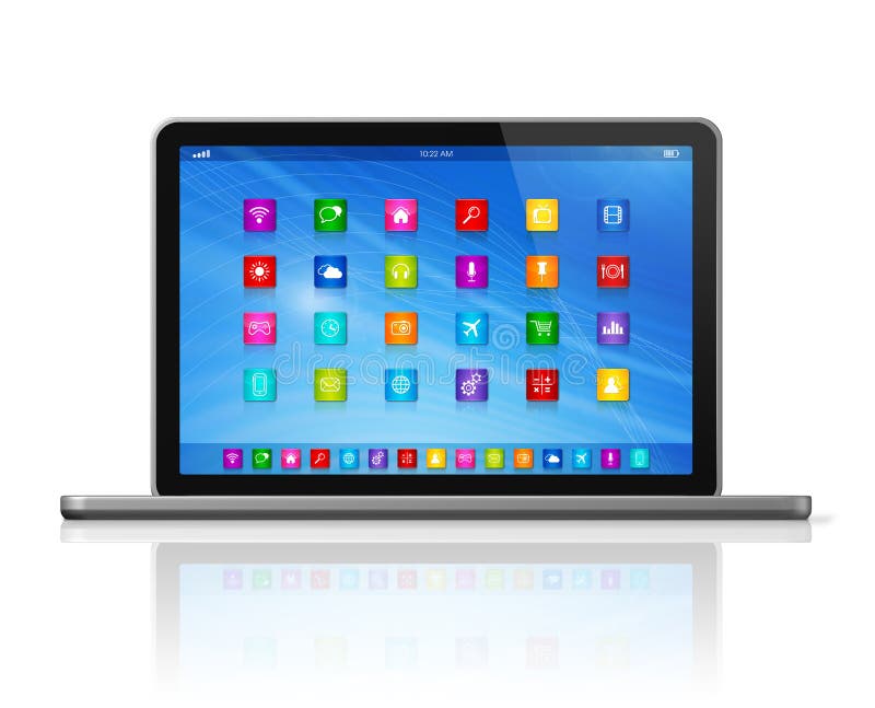 Laptop Computer - Apps Icons Interface Stock Illustration ...