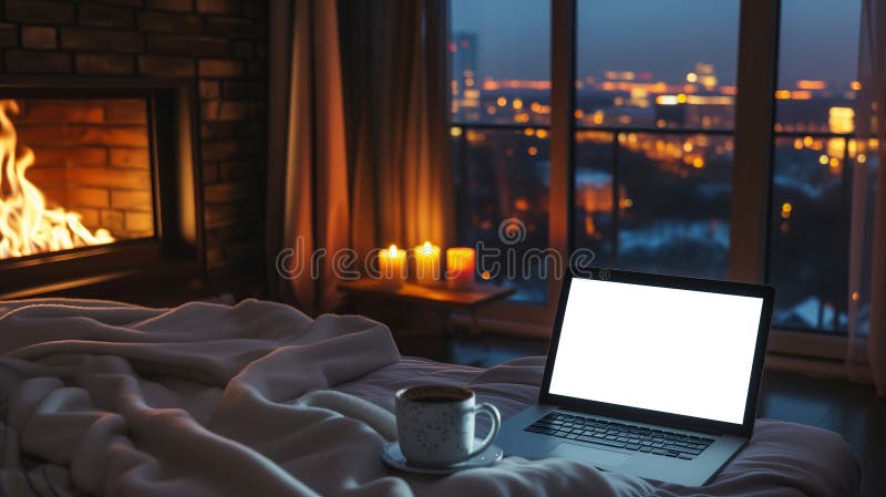 Laptop Computer on Bed stock photo. Image of laptop - 306932348