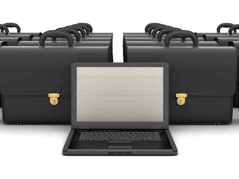 Laptop Computer and Black Business Briefcases Stock Illustration ...