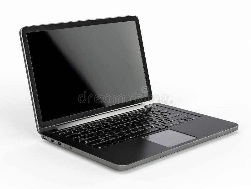 A Laptop Computer with a Black Screen Stock Image - Image of computer ...