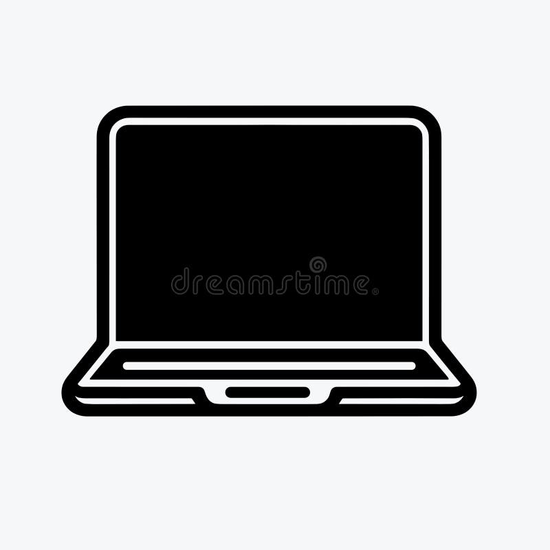 A Laptop Computer with a Black Screen Stock Illustration - Illustration ...