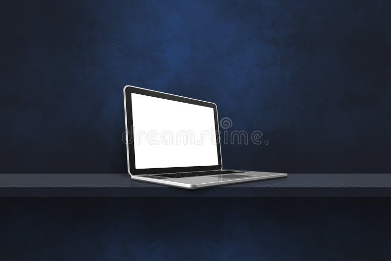 Laptop Computer on Black Shelf Background Stock Illustration ...
