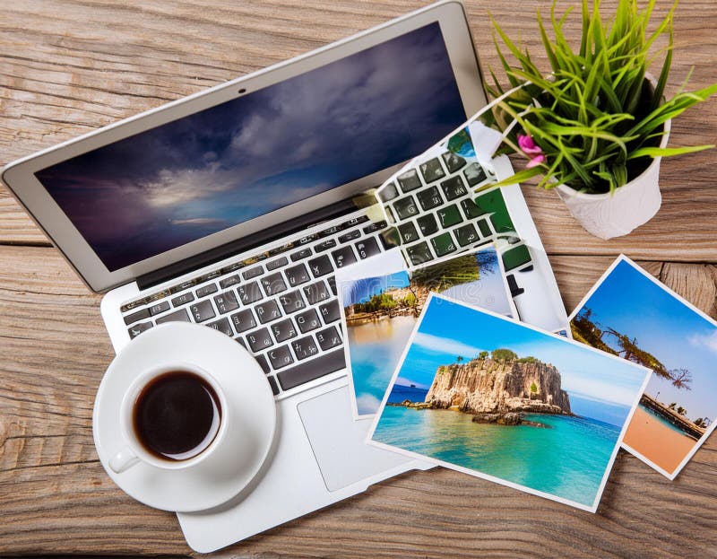 Laptop Computer with Blank Screen in Office Stock Image - Image of ...