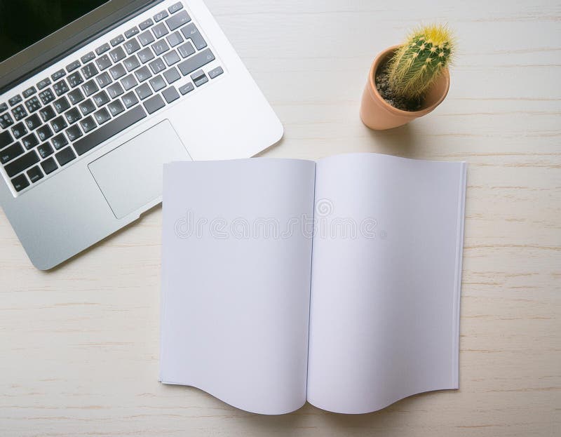 Laptop Computer with Blank Screen in Office Stock Image - Image of ...