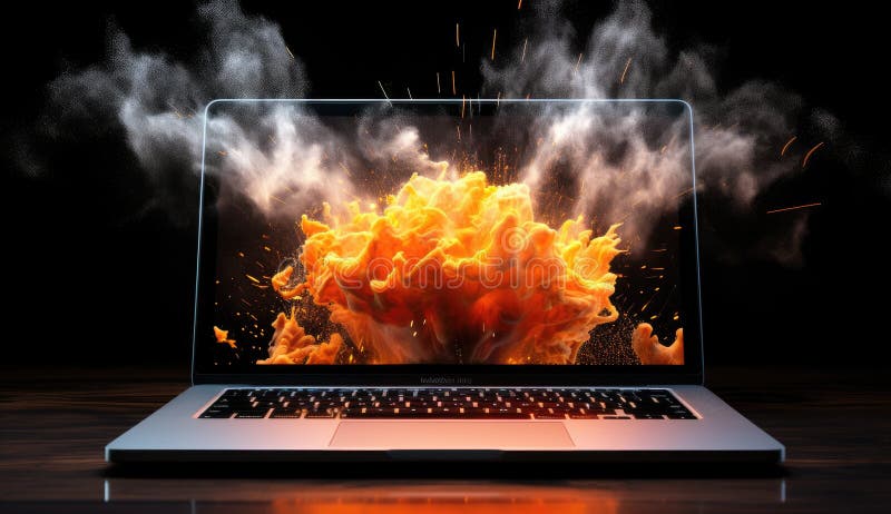 Laptop Computer with a Blank Screen Splash Stock Photo - Image of ...