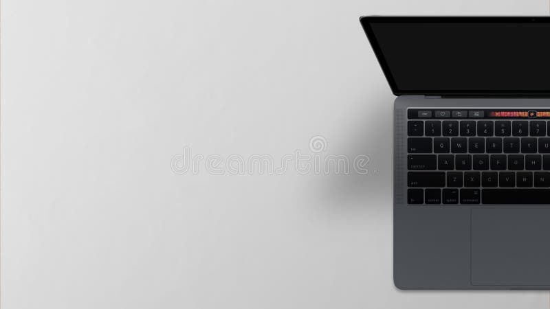 Laptop Computer Blank Screen Top View Stock Image - Image of desktop ...