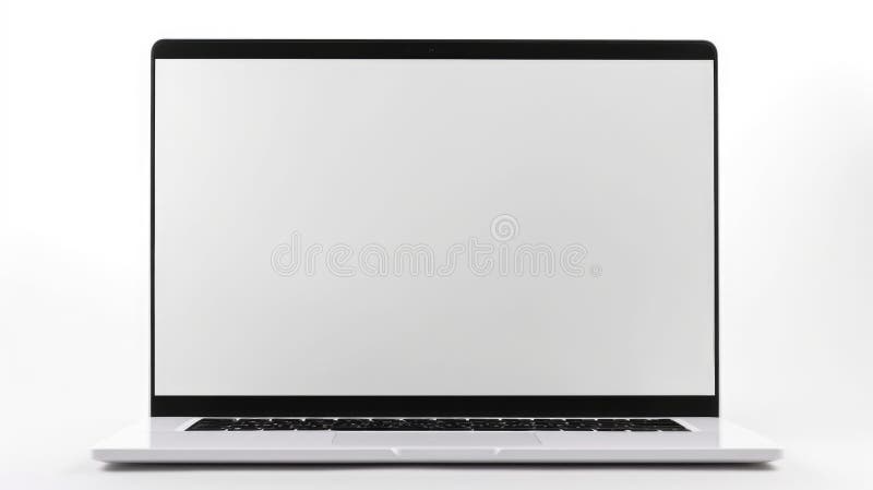 A Laptop Computer with a Blank Screen on a White Surface, Laptop Screen ...