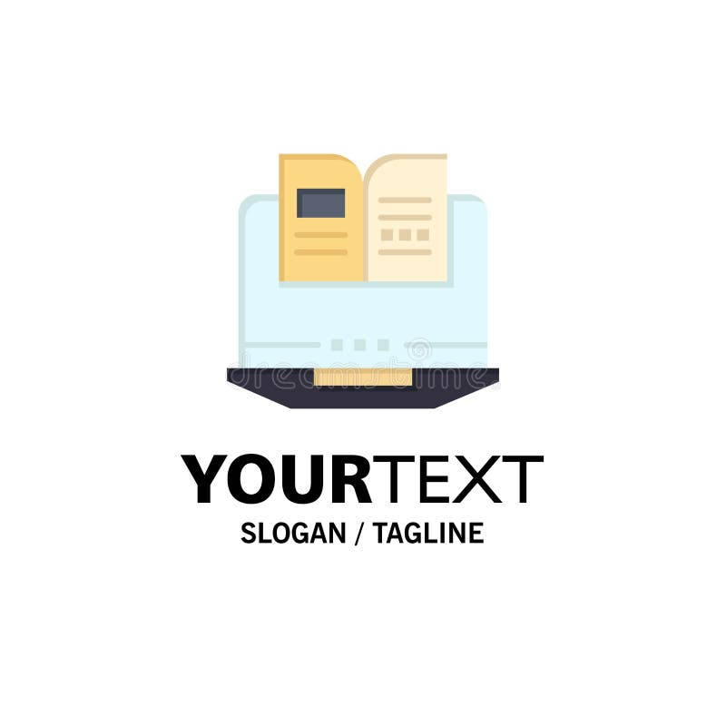 Laptop, Computer, Book, Hardware Business Logo Template. Flat Color ...