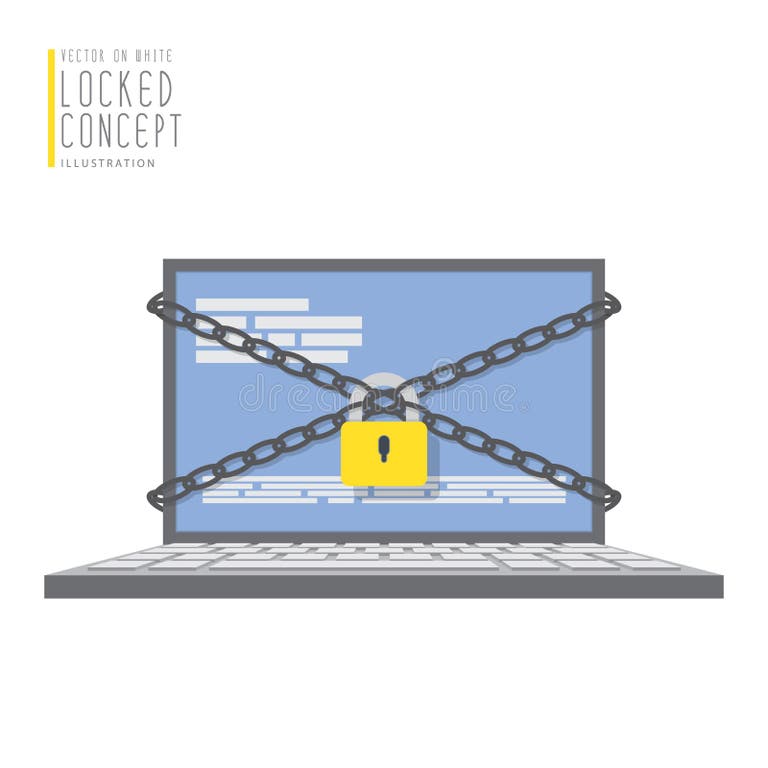 Laptop Computer are Bound with Chains and Locked with a Padlock Stock ...