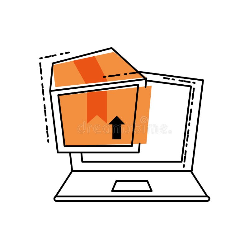 Laptop computer with box stock vector. Illustration of mobile - 142471226