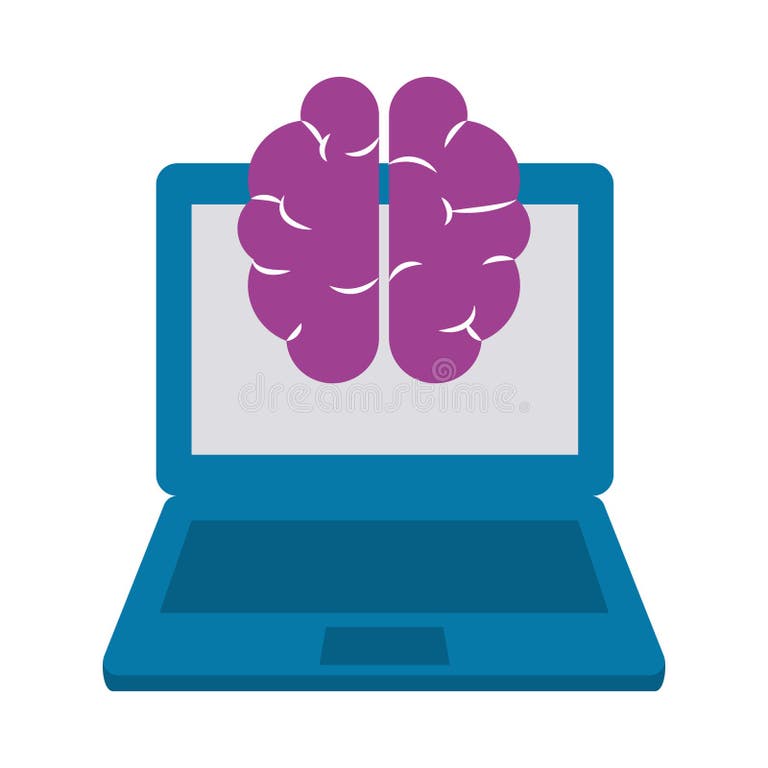 Laptop computer and brain stock vector. Illustration of modern - 273195785