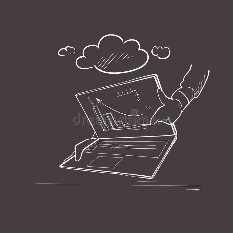 Laptop Computer Business Financial Graph Working Process Stock Vector ...