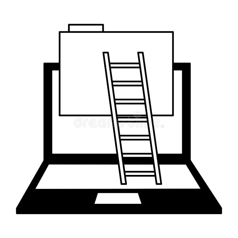 Laptop Computer Business with Folder and Stairs Stock Illustration ...