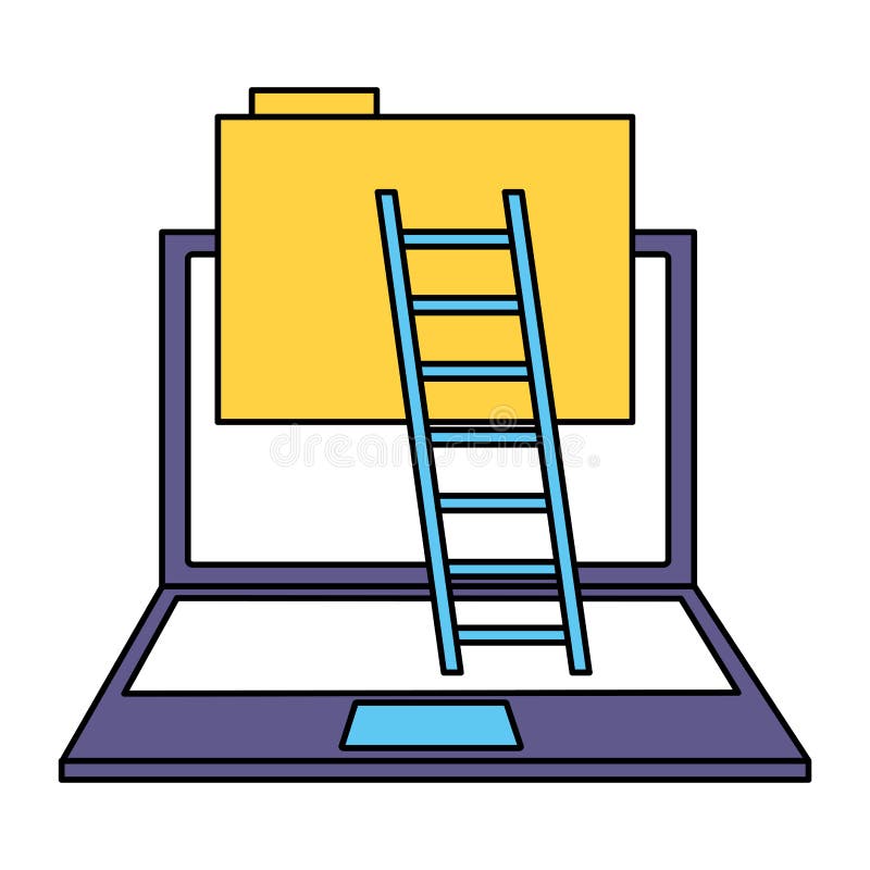 Laptop Computer Business with Folder and Stairs Stock Illustration ...