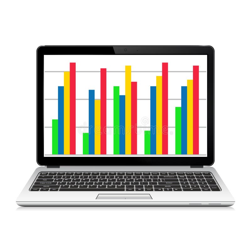 Laptop Computer with Business Graph on Screen Stock Vector ...