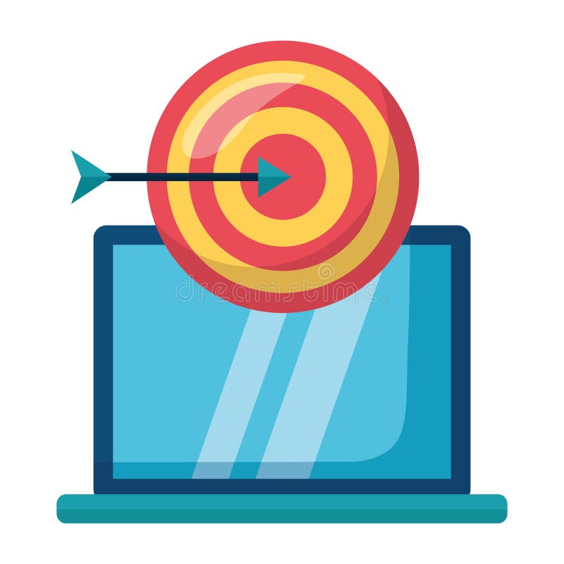 Laptop Computer Business with Target Stock Illustration - Illustration ...