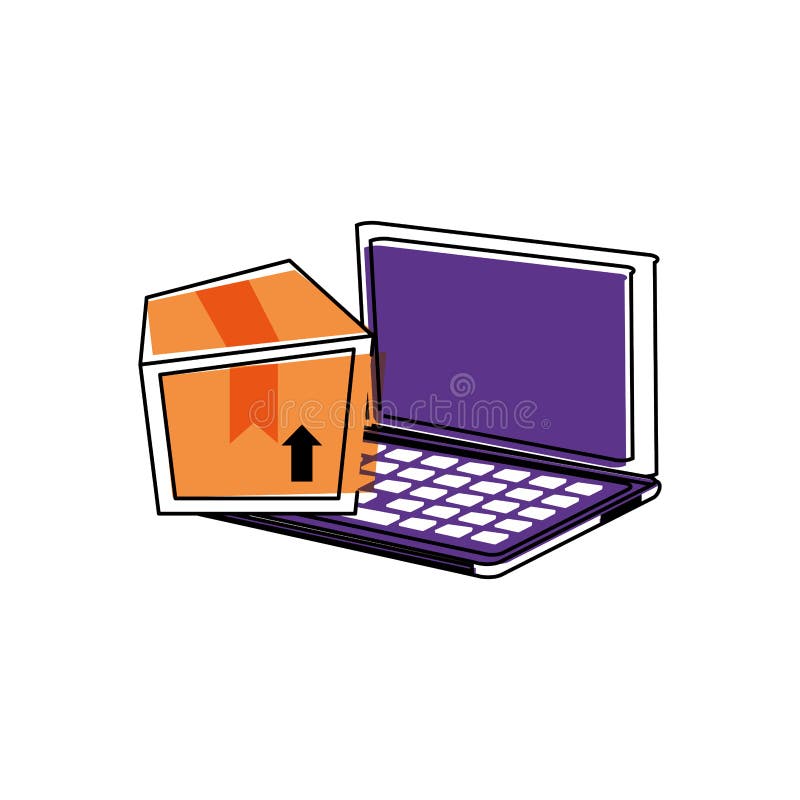 Laptop with box software stock illustration. Illustration of file ...