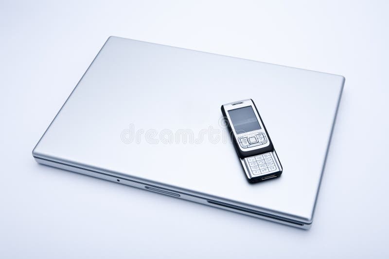 Laptop Computer with Cell Phone Stock Photo - Image of business ...