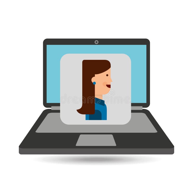 Laptop Computer Character Girl Graphic Stock Vector - Illustration of ...