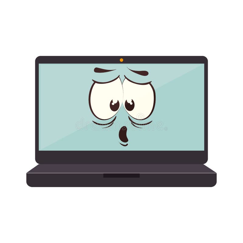 Laptop Computer Character Icon Stock Illustration - Illustration of ...
