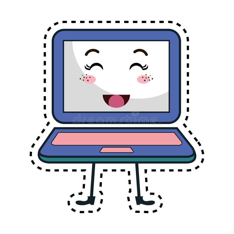 Laptop Computer Character Icon Stock Illustration - Illustration of ...