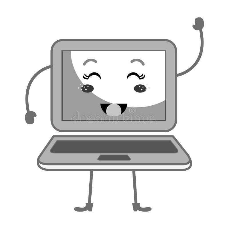 Laptop Computer Character Icon Stock Illustration - Illustration of ...