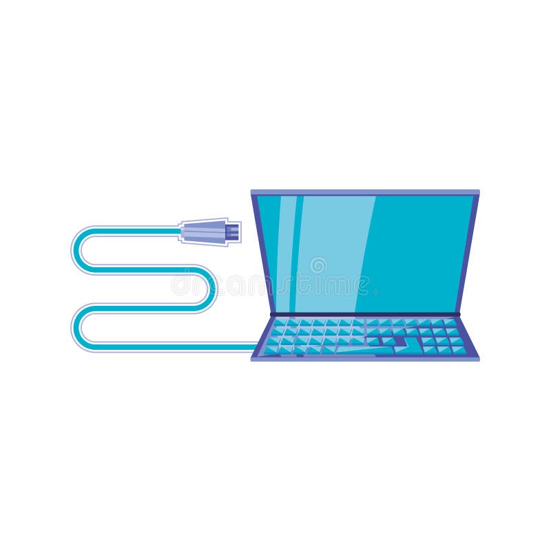 Laptop Computer with Charger Cable Stock Vector - Illustration of ...