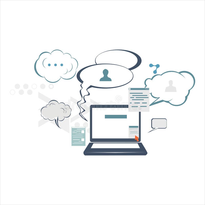 Laptop Computer and Chat Icons Stock Vector - Illustration of design ...