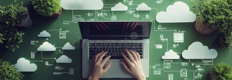 A Laptop Computer and Cloud Computing Stock Photo - Image of networking ...