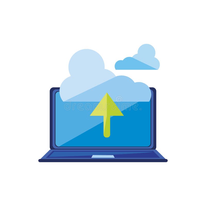 Laptop Computer with Cloud Computing and Arrow Up Stock Vector ...