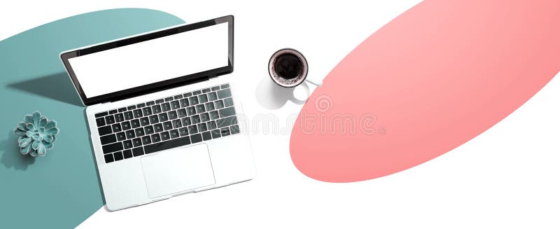 Laptop Computer with a Coffee Cup Stock Photo - Image of telework ...