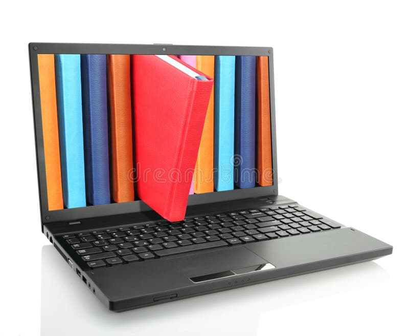 Laptop Computer with Colored Books Stock Image - Image of education ...
