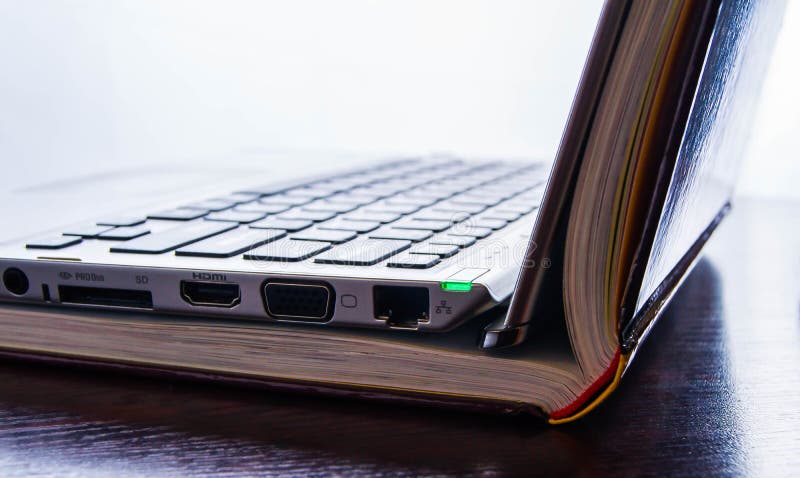 Laptop Computer with Colored Books Study, Library, Technology, Online ...