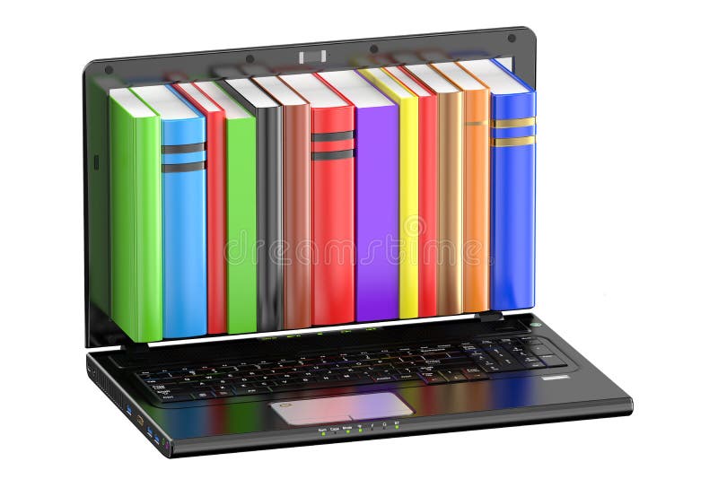 Digital Library and Online Education Concept - Laptop Computer with ...