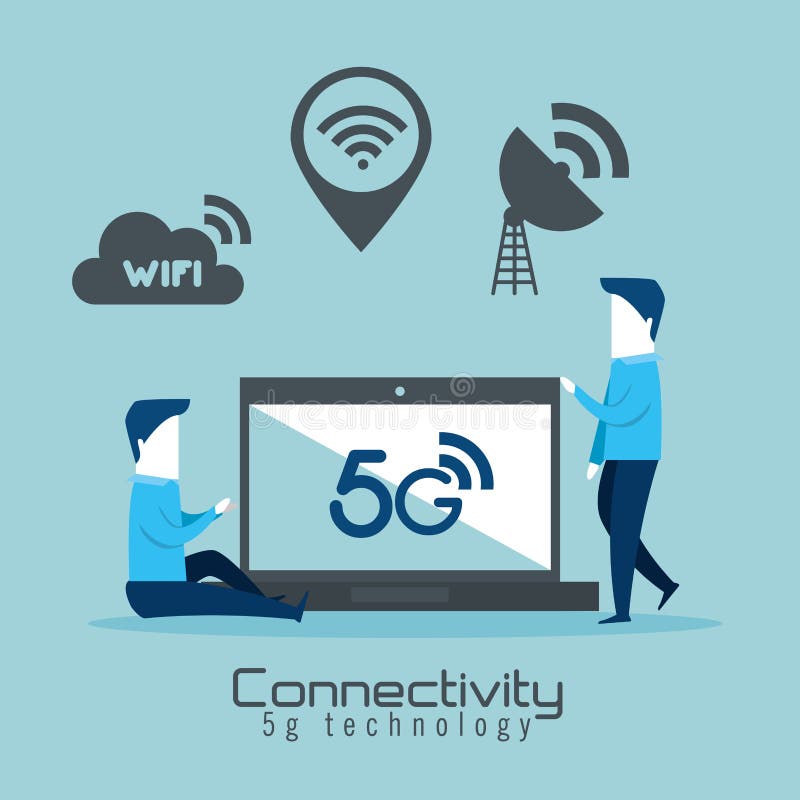 Laptop Computer with Connectivity 5g Tech Stock Vector - Illustration ...