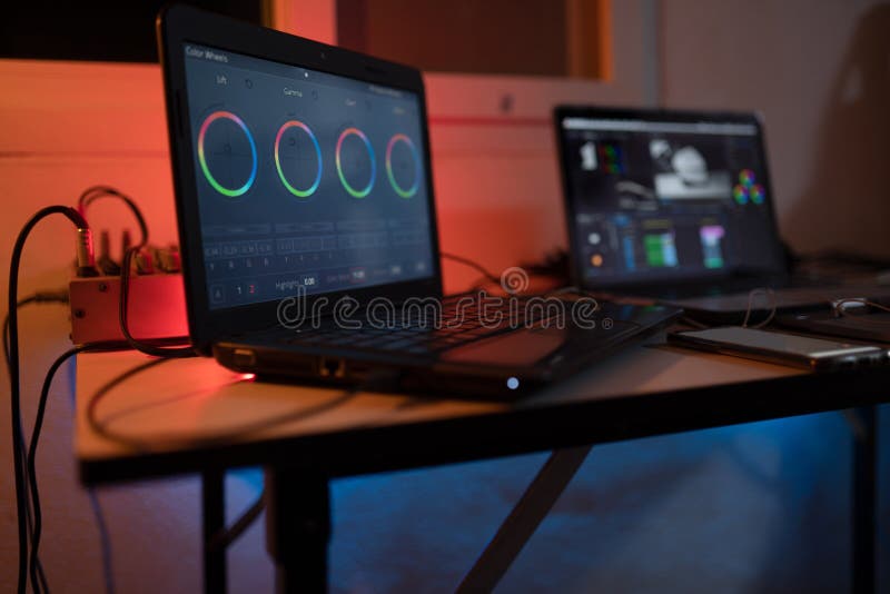 The Laptop Computer of the Content Creator Editor Working Stock Photo ...
