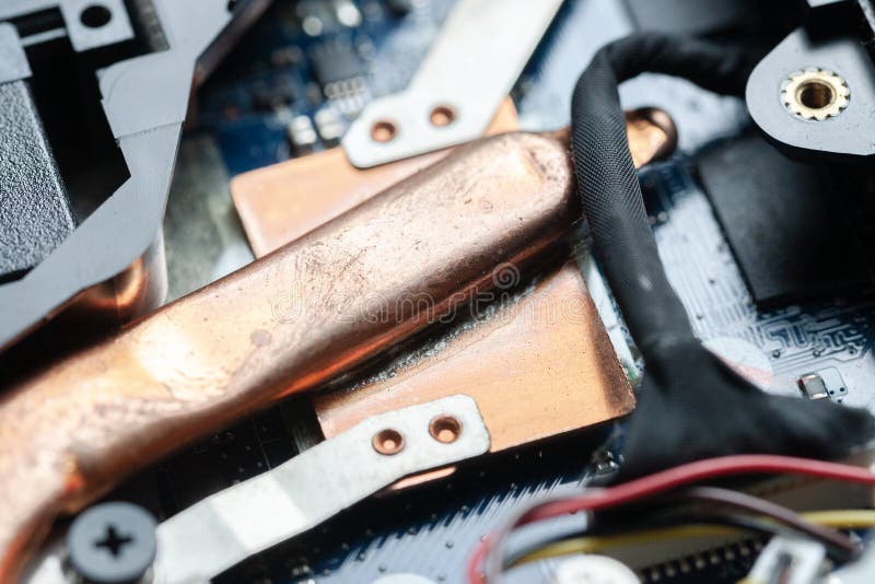 Laptop Computer Cooling System Element. Radiator at Microchip Stock ...