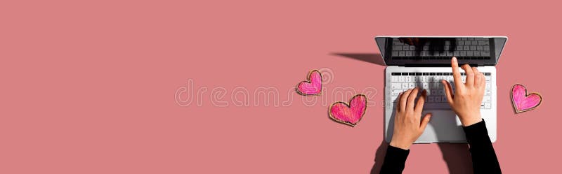 Laptop Computer with Craft Heart Drawings Stock Photo - Image of ...