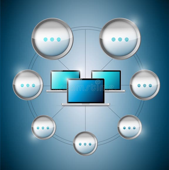 Laptop Computer Cycle Cloud Computing. Stock Illustration ...