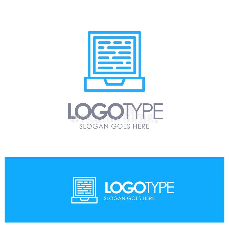 Laptop, Computer, Design Blue Outline Logo Place for Tagline Stock ...