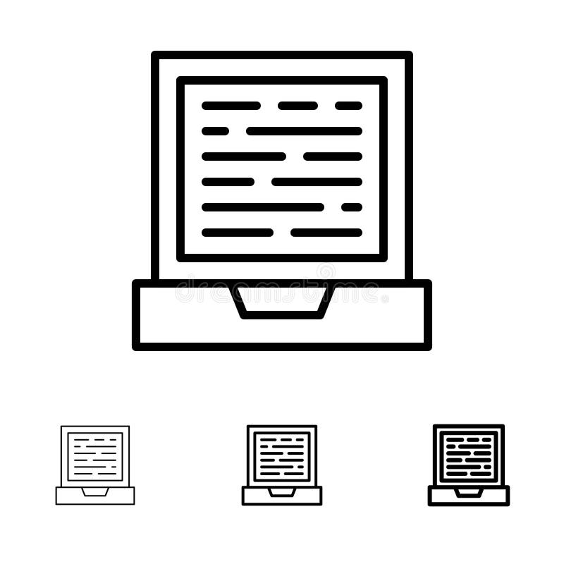 Laptop, Computer, Design Bold and Thin Black Line Icon Set Stock Vector ...